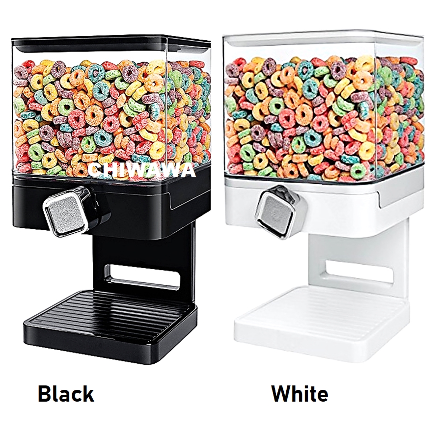 Single Tower Cereal Dispenser Candy Snack Square Jars Dry Food Storage ...