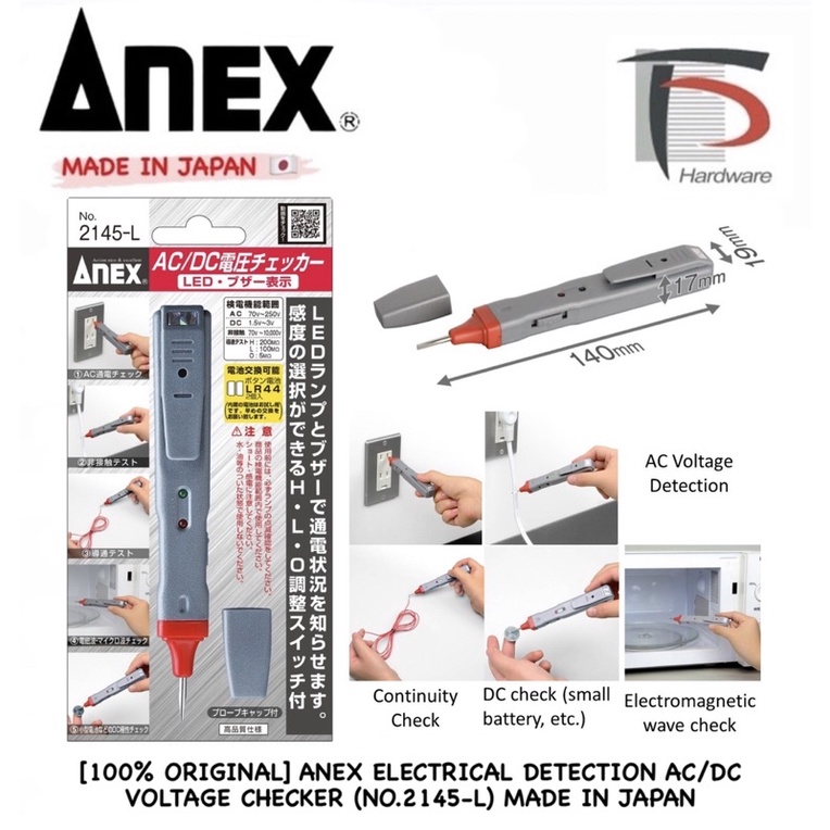 [100% ORIGINAL] ANEX ELECTRICAL DETECTION AC/DC VOLTAGE CHECKER (NO.2145-L) MADE IN JAPAN ...