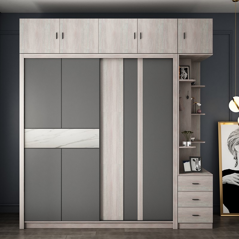 Nordic sliding door wardrobe modern minimalist home bedroom overall ...