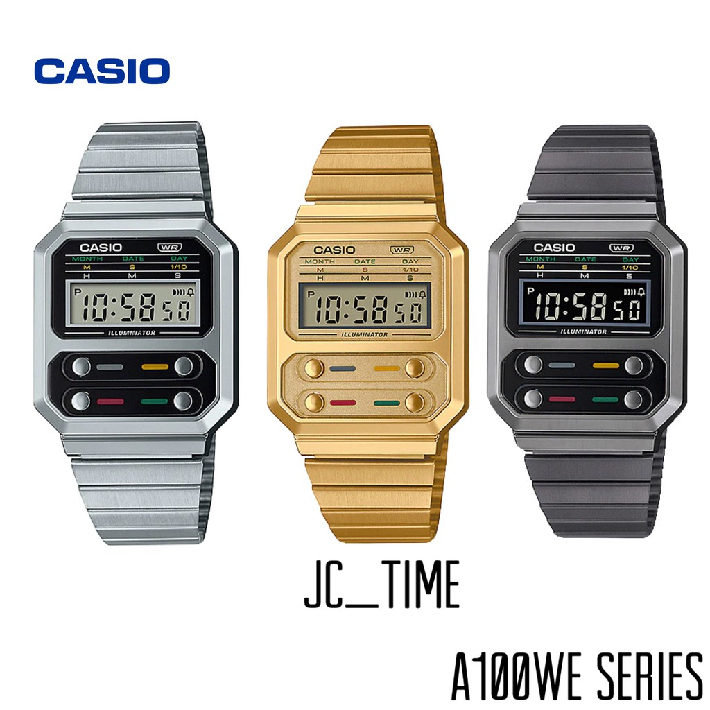 CASIO VINTAGE A100WE Series 100% Authentic.A100WE-1ADF/A100WEG-9ADF ...