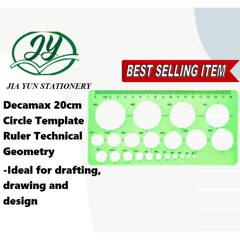 Decamax 20cm Circle Template Ruler Technical Geometry Drafting Drawing ...