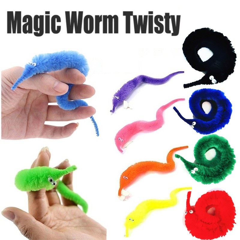 Finger Toy Magic Twisty Fuzzy Worm Wiggle Moving Sea Horse Kids Close ...