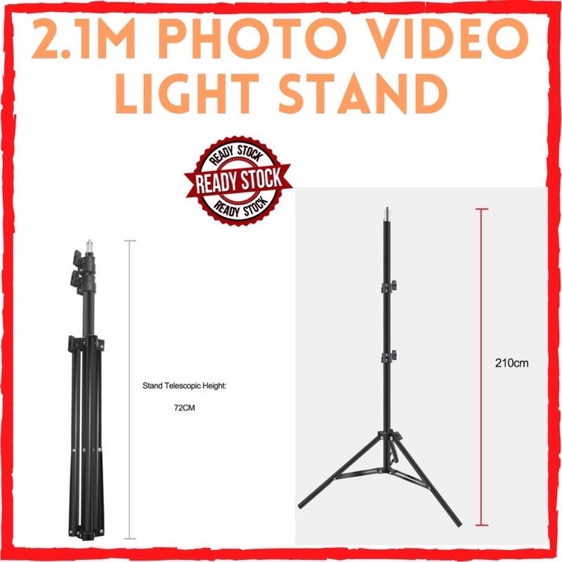 (Ready stock)2.1M Heavy Duty Metal 2m Light Stand For Photo Studio Max ...