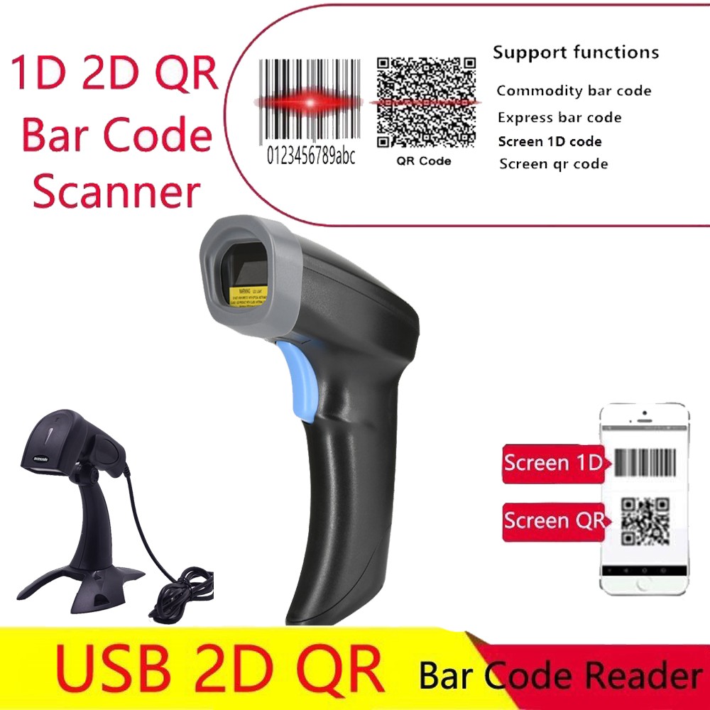 Handheld USB 2.4Ghz Wireless Barcode Scanner Screen Mobile Payment 1D ...
