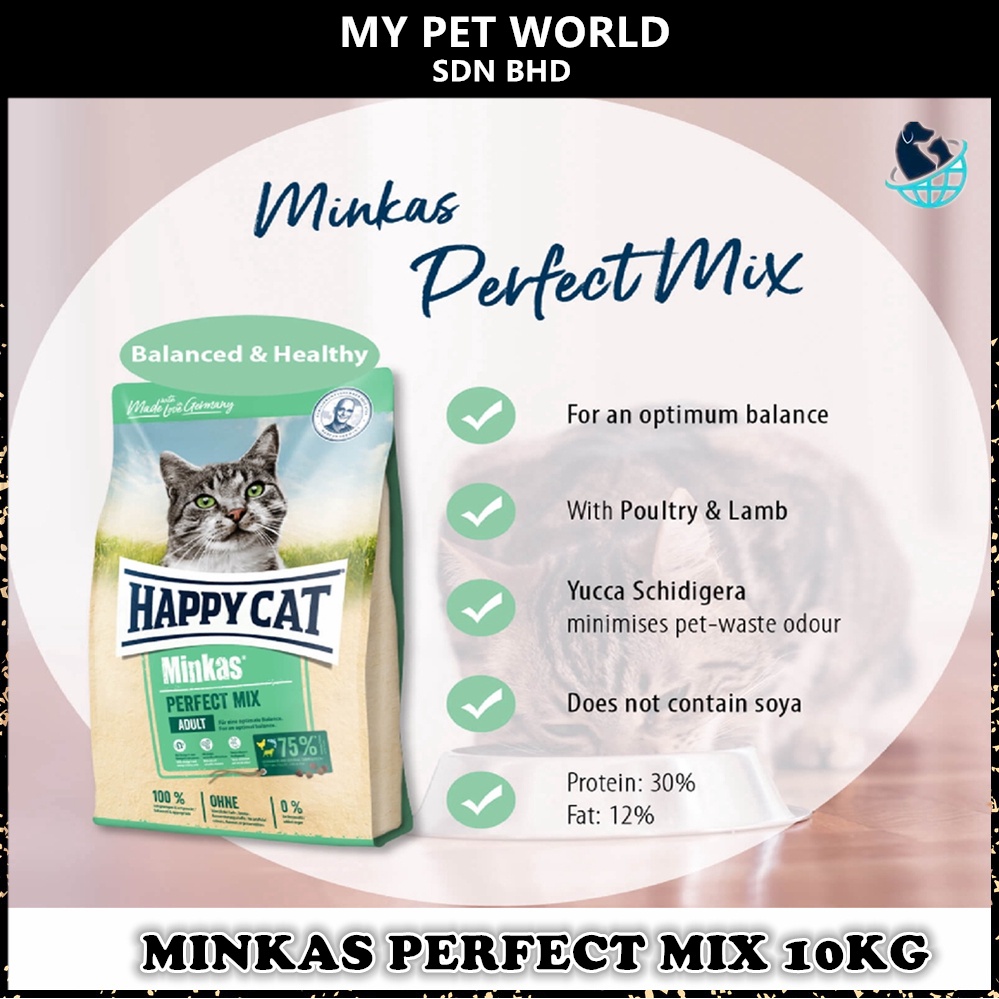 Happy Cat Minkas Perfect Mix - Chicken, Lamb & Fish (Cat Food ) 10KG ...