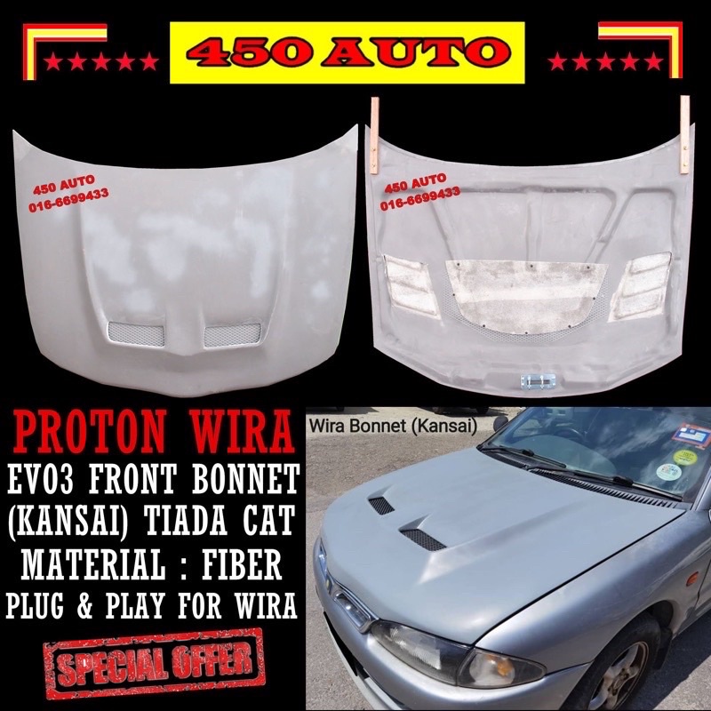 WIRA FRONT BONET EVO9 LL8358 / EVO3 KANSAI BUMPER LL8352 / FIT SATRIA ...