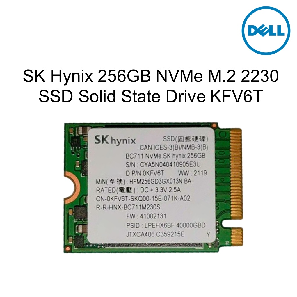 DELL 256GB NVMe M.2 2230 SSD Solid State Drive KFV6T FWJTG 2MY28 WR90F ...