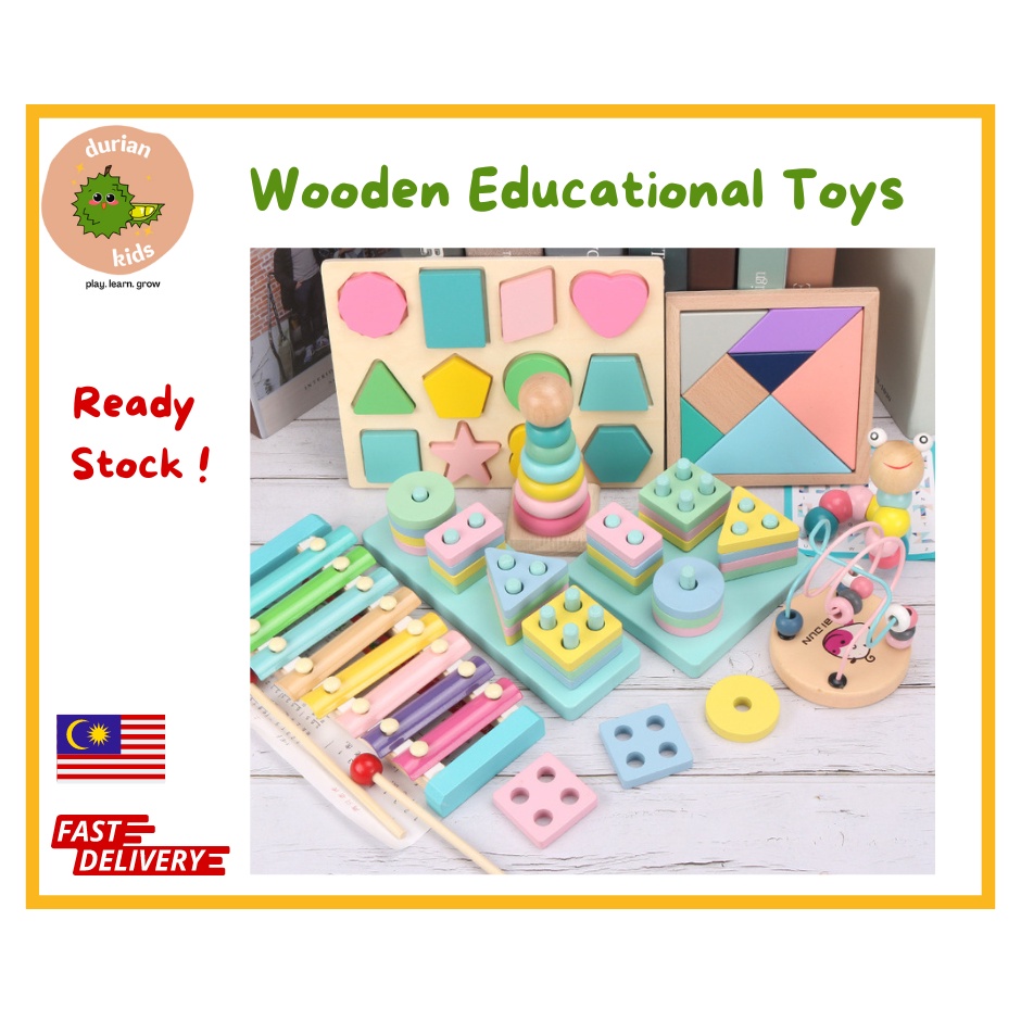 🚀Ready Stock🚀 Wooden Educational toys/ Early learning/ 早教玩具/ mainan ...