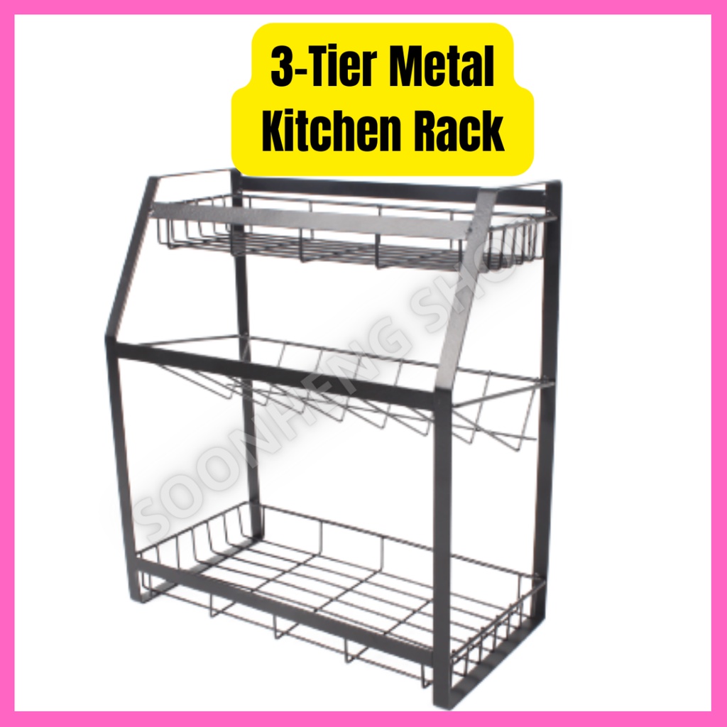 3-Tier Kitchen Countertop Multipurpose Storage Rack Organizer Shelf ...