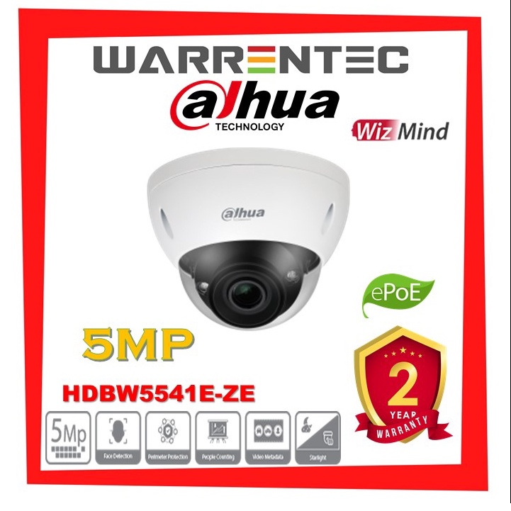 DAHUA 5MP IR DOME AI NETWORK CAMERA - HDBW5541E-ZE | Shopee Malaysia