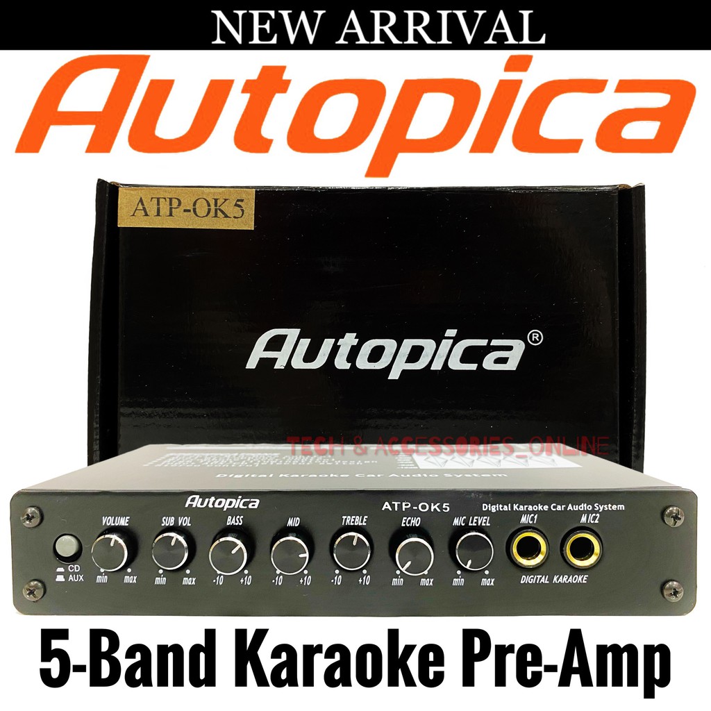 AUTOPICA 5-Band Karaoke Pre-Amp Parametric Preamp with Subwoofer Output ...