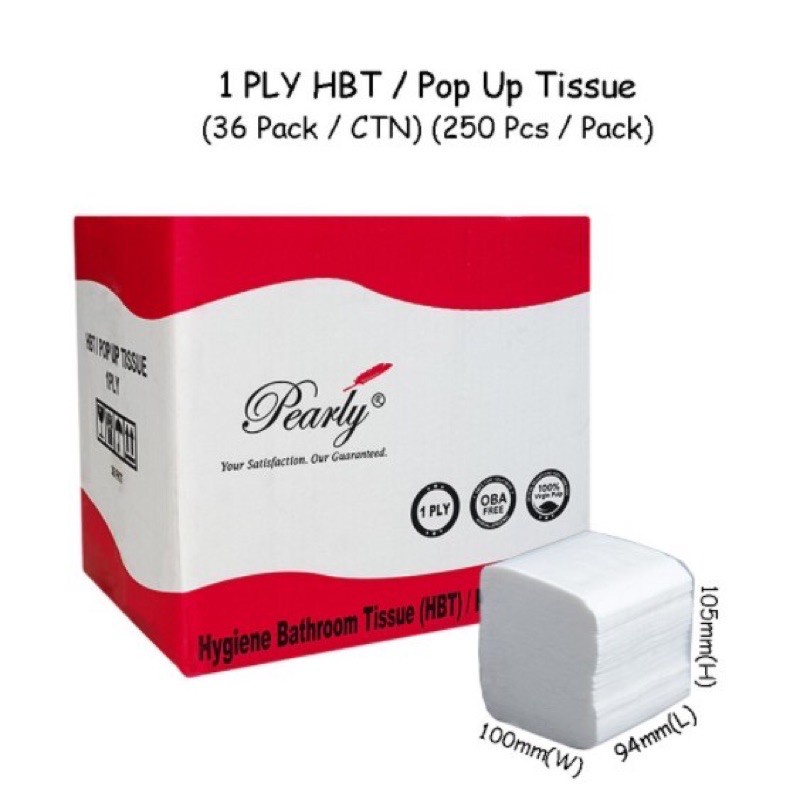 Pop Up Tissue Pearly Pop Up Tissue 1Ply Virgin pulp (36pkt/box) / Tisu ...