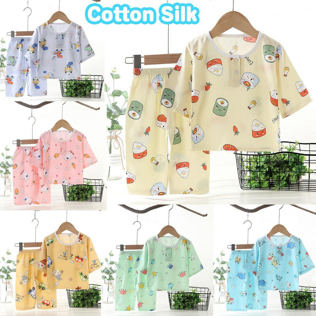 [6Mths-5Yrs] 🔥(THIN Type)🔥 2 Pieces of Children's Baby Girl Boy Pajamas ...