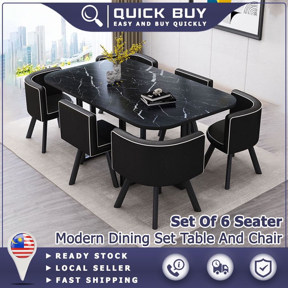 QuickBuy HP013 6 Seater Modern Dining Set with Dining Table with 6 ...