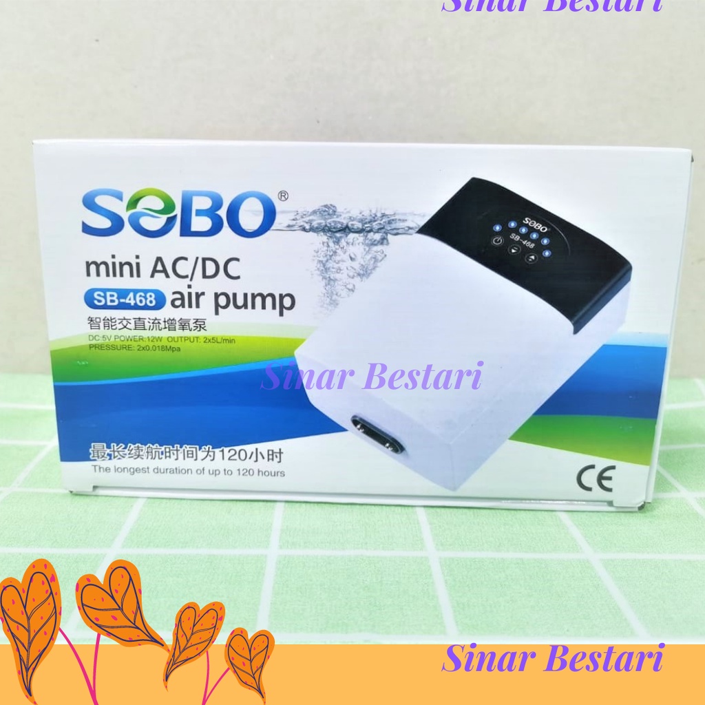 SOBO Mini ACDC Air Pump SB168 SB268 Rechargeable Battery USB Portable Aquarium Fishing Outdoor ...
