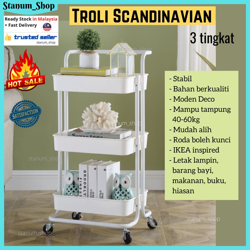 🔥Ready Stock Msia🔥 Troli Scandinavian IKEA-inspired 3 Tingkat Tier ...
