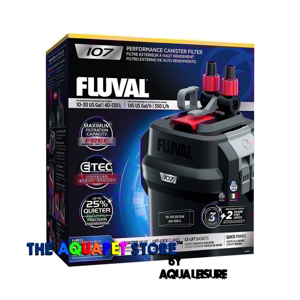 Fluval 107 Performance Canister Filter, up to 30 US Gal (130 L ...