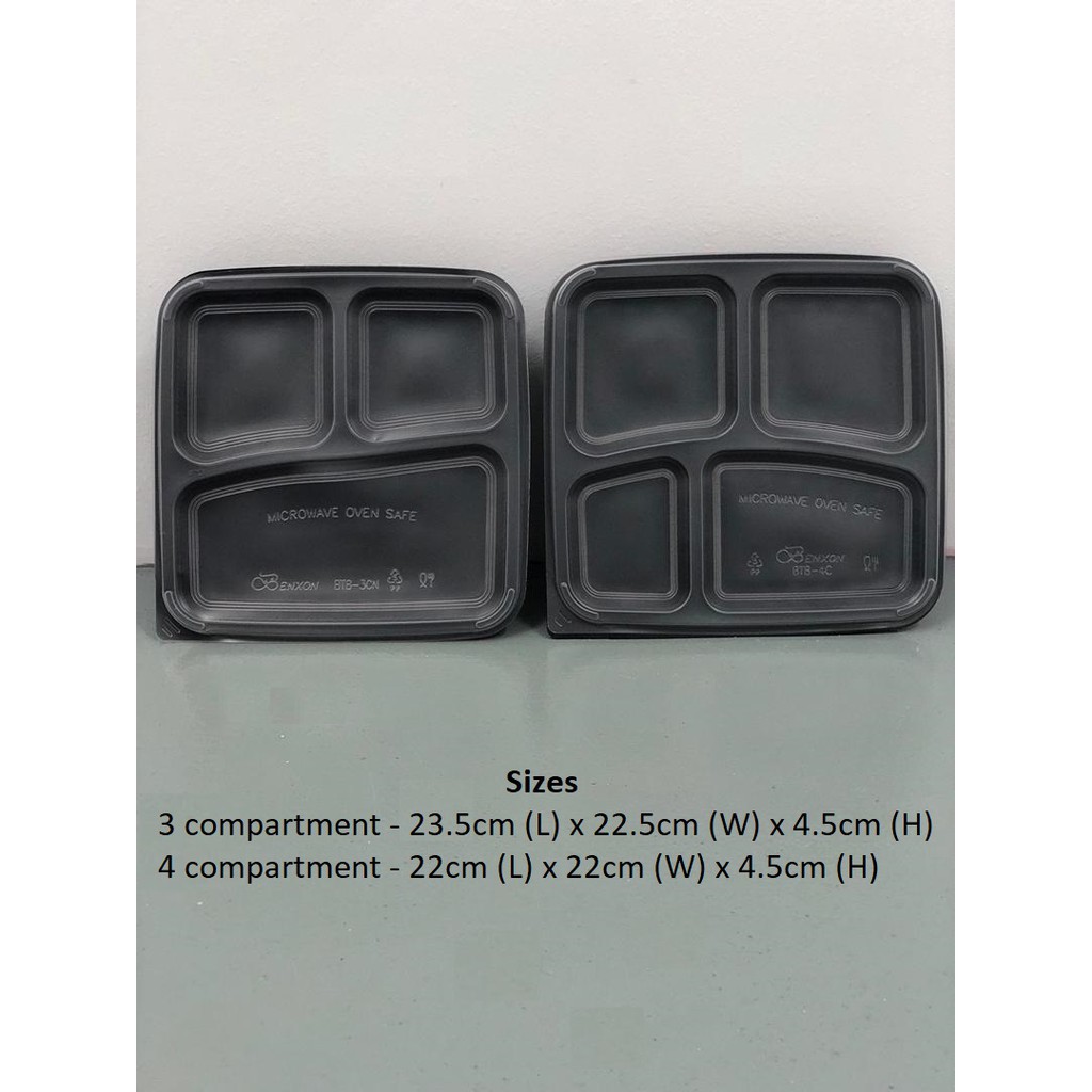 (50pcs per pkt) Plastic Container with 3 & 4 Compartments ...