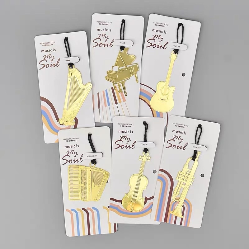 Gold Metal Bookmark Musical Instrument Metal Bookmark | Shopee Malaysia