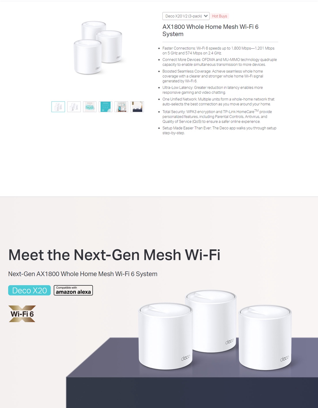 TP-LINK DECO X20 (1/2/3 PACK) AX1800 WHOLE HOME MESH WI-FI 6 SYSTEM ...