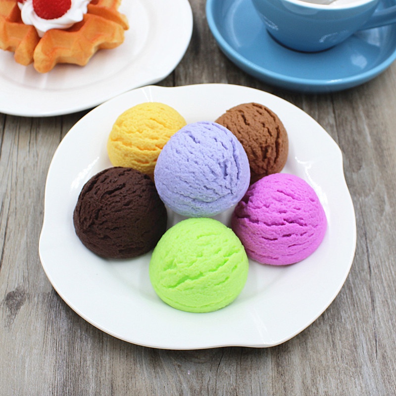 1PC Artificial Ice Cream Balls Realistic Simulation Food Desserts Fake ...