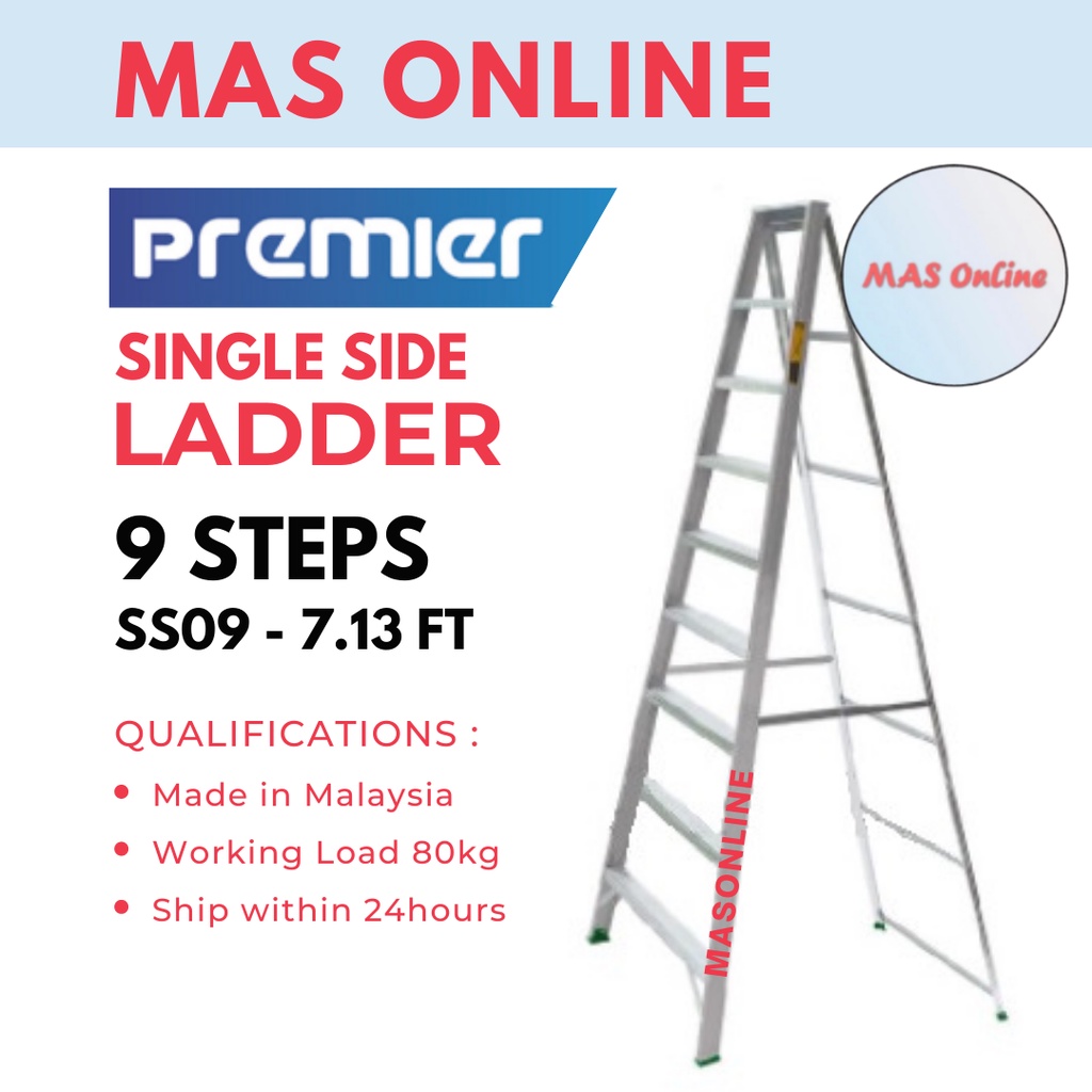 EVERLAS 9 Steps Single Sided Ladder Tangga Lipat Aluminium Ladder ...