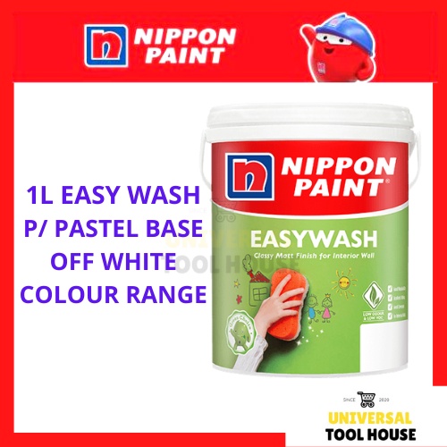 1L NIPPON PAINT OFF WHITE P/ PASTEL BASE Easy Wash | Cat Senang Lap ...