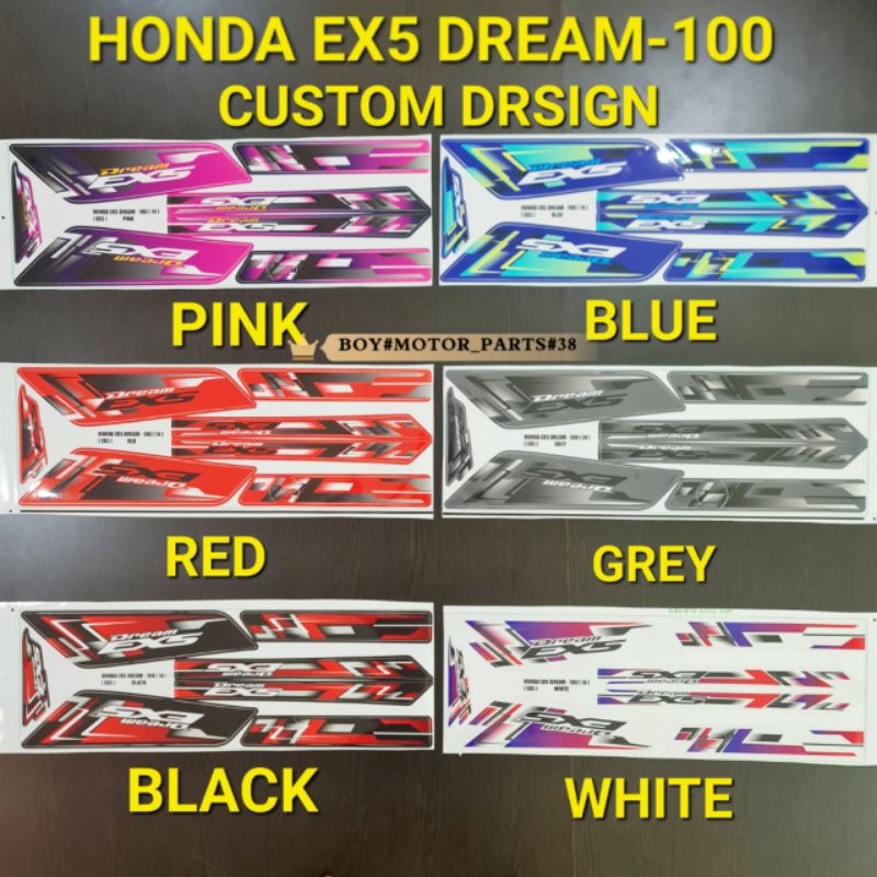 HONDA EX5 DREAM 100 ( 14 ) CUSTOM DESIGN BODY STICKER | Shopee Malaysia