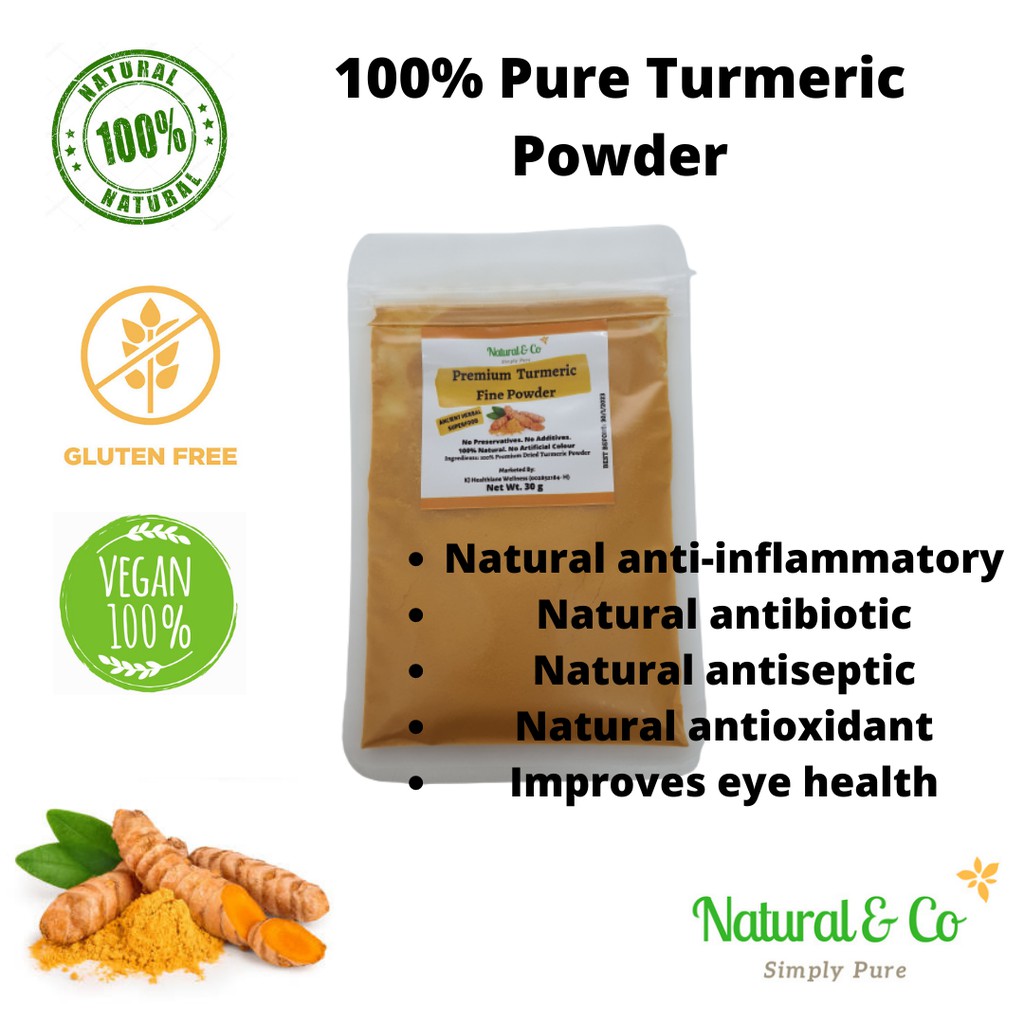 Natural & Co Premium Turmeric Fine Powder 30g. Serbuk Kunyit Tulen.纯黄姜粉 ...