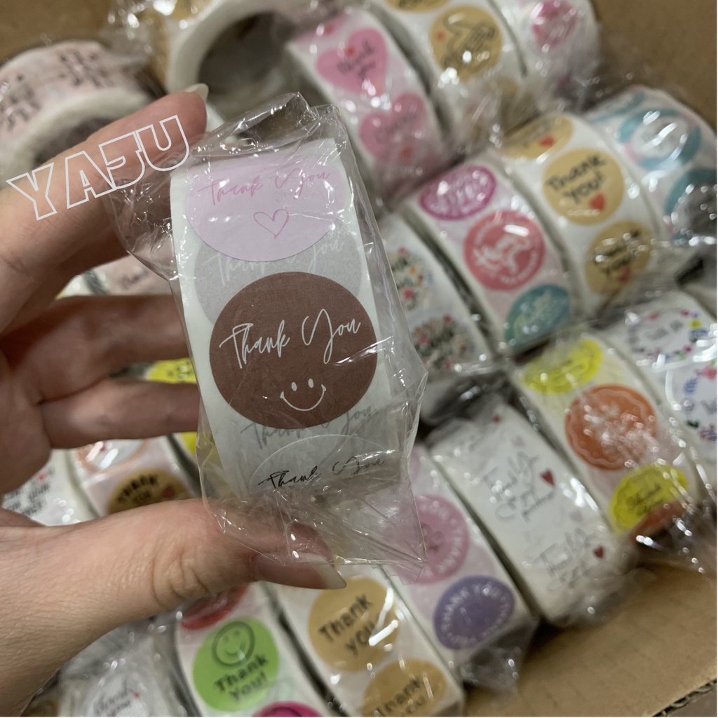 【YAJU!】Thank You & Handmake Sticker 25MM Label Seal Love Terima Kasih ...