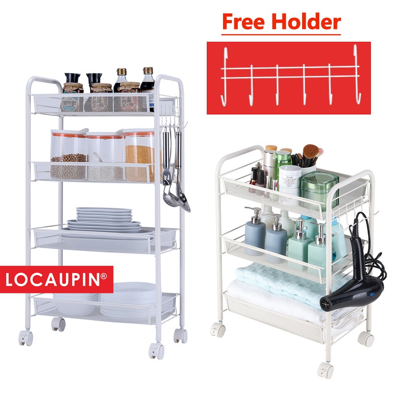 Locaupin Multifunction Trolley Home Storage Rack Kitchen Storage ...