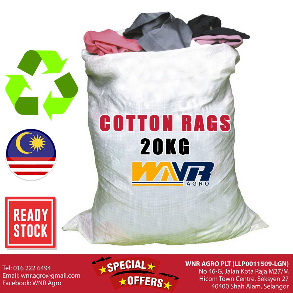 Loose Cotton Rag Kain Buruk Lap Tangan Bengkel Kilang Waste Cloth Rags ...