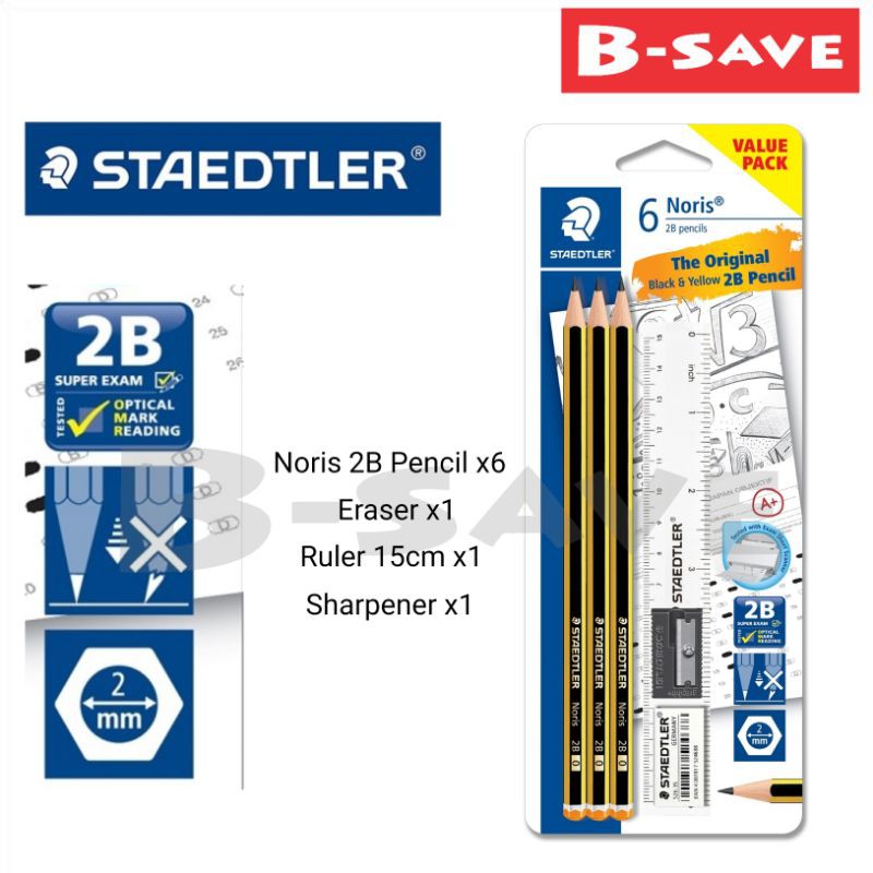 100% Original Staedtler Noris 2B Pencil Set / 6pcs 2B Pencil Include ...