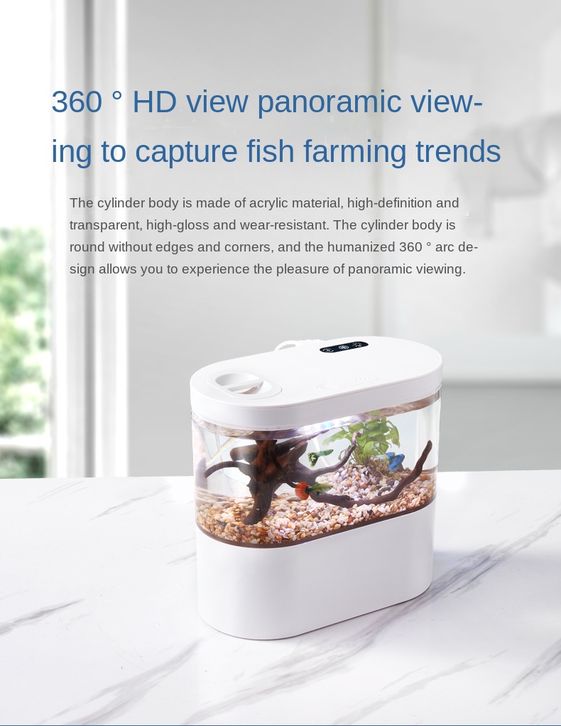 Mini Desktop Aquarium Fish Tank With LED And Pump One-click Water ...