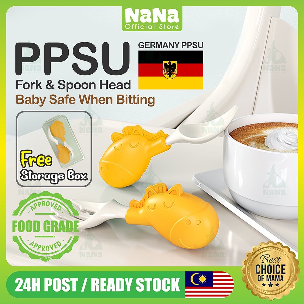 NANA Baby Fork & Spoon 100% Germany PPSU Free Casing Tableware Kids BLW ...