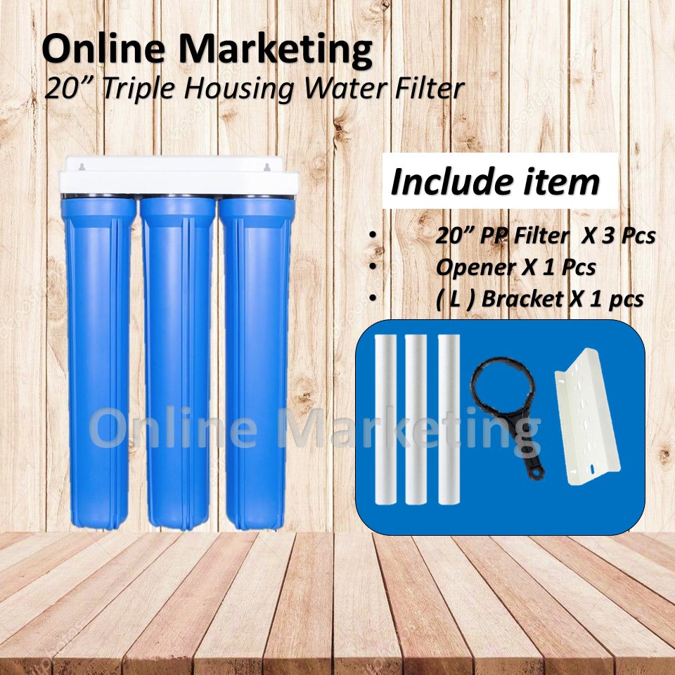 20 Inch Water Filter Triple Housing Reinforced Casing ( Blue ) with PP ...