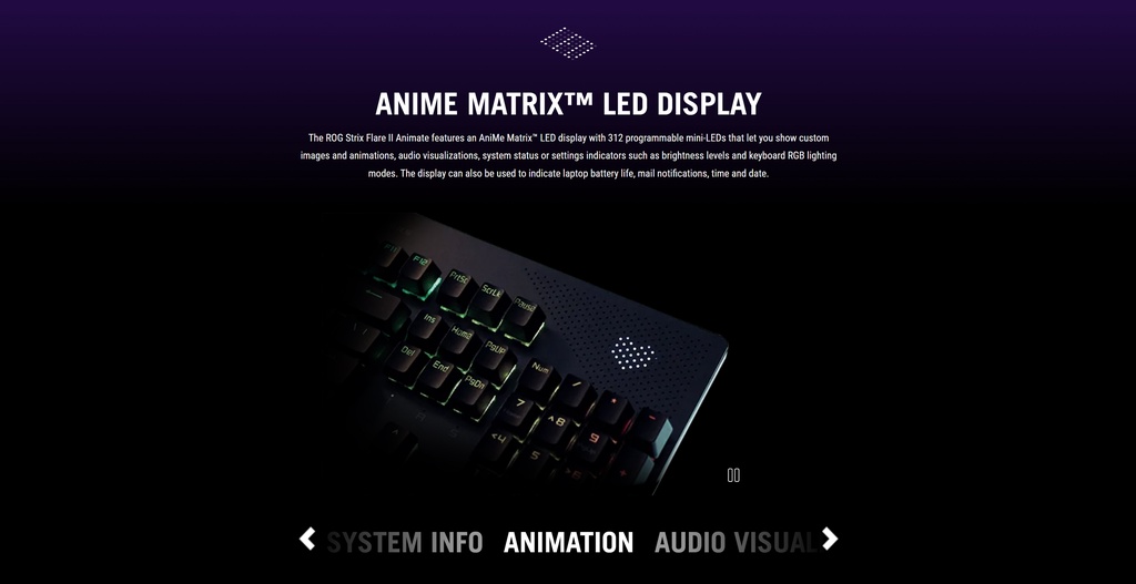 Asus ROG Strix XA07 Flare II Animate Gaming Mechanical Keyboard - (ROG ...