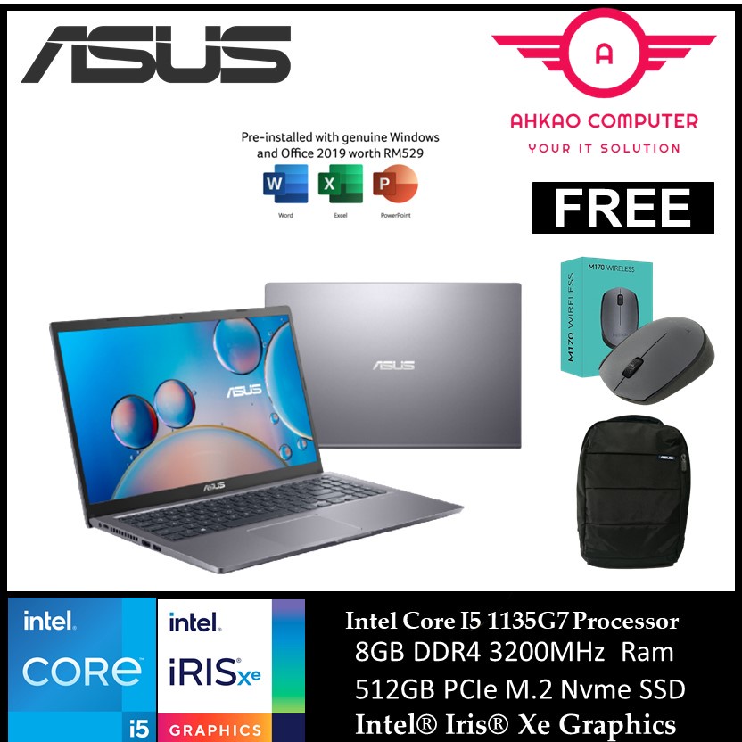 Asus 15 A516E-ABQ1730TS 15.6'' FHD Laptop Slate Grey ( I5-1135G7, 8GB ...