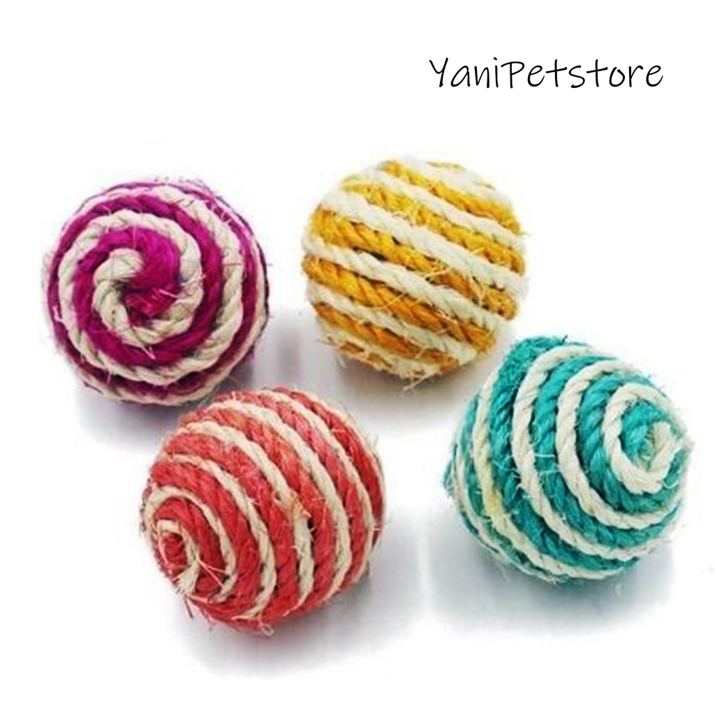 🔥HOT DEAL🔥Pet Teaser Sisal Rope Weave Ball Play Cute Chewing Catch Toy ...