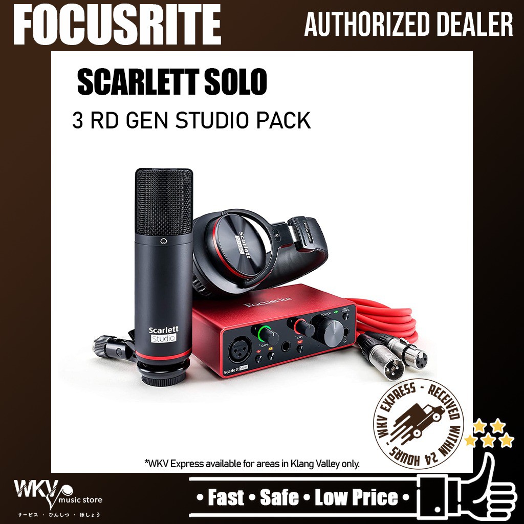 Focusrite Scarlett Solo Recording Studio Pack Bundle Package Audio ...