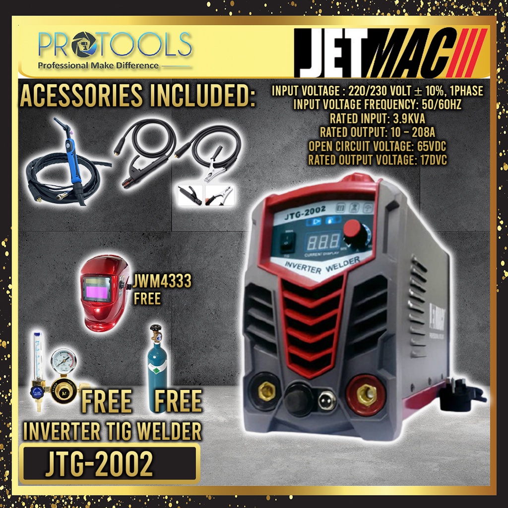 JETMAC JTG 2002 Inverter MMA/TIG Welding Machine 240v 20-180A /SET ...