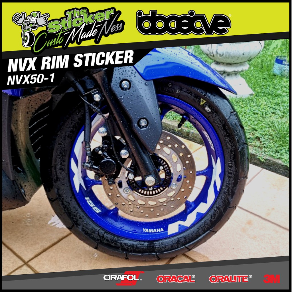 YAMAHA NVX V1 / V2 RIM STICKER - warna Putih Merah Kuning Hitam Silver ...