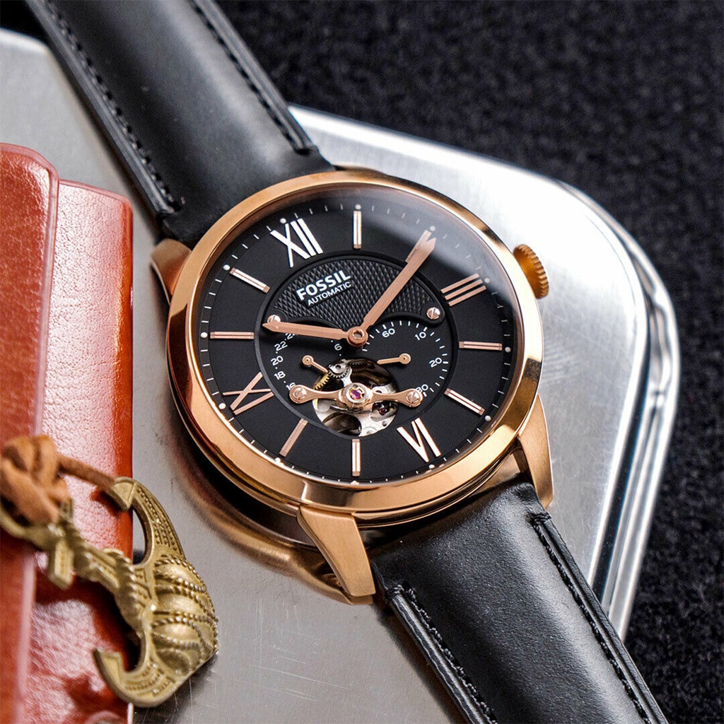 Fossil Watch Townsman Automatic Black Leather ME3170 | Shopee Malaysia