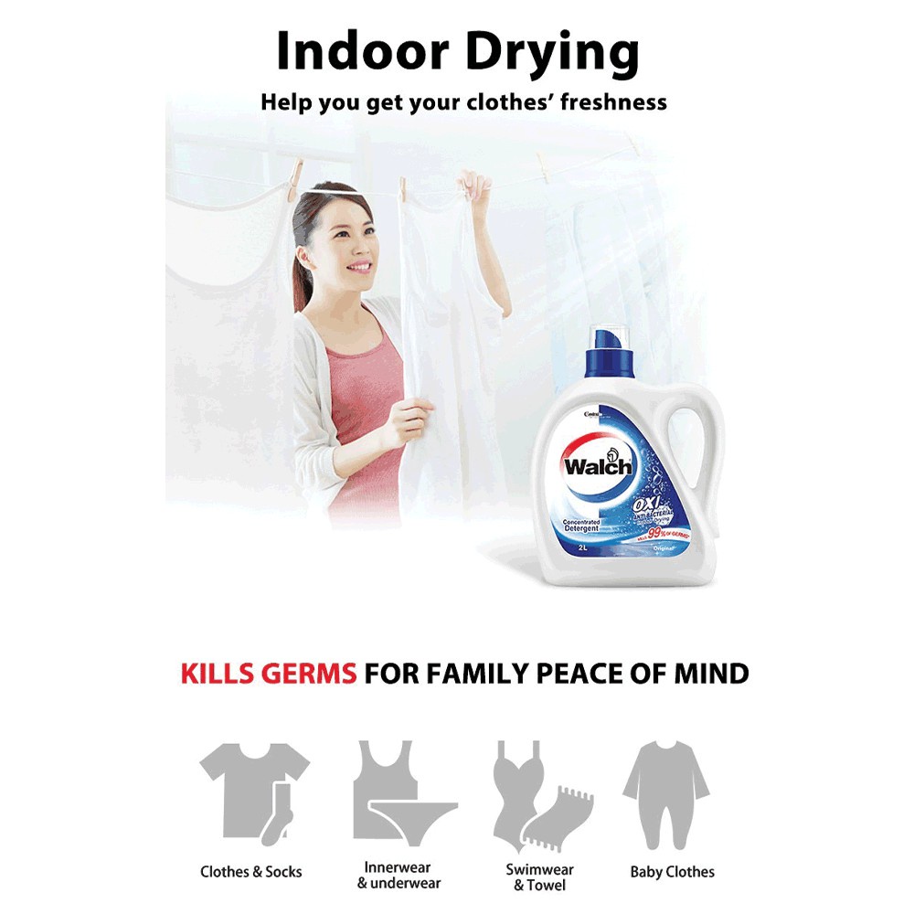 [Carton] Walch Antibacterial Laundry Detergent Original Refill (2L x 6 ...