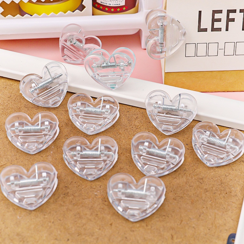 5 Pcs Transparent Love Heart Shape Clips Simple Memo Paper Plastic ...