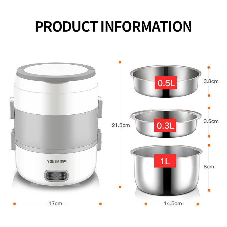3-layer multi-function portable mini rice cooker steamed rice box ...