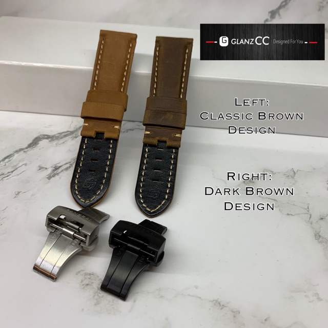 Pam Classic Leather Strap With Butterfly Buckle 24mm | Shopee Malaysia