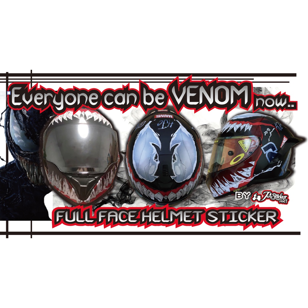 HELMET FULL FACE STICKER VENOM | Shopee Malaysia