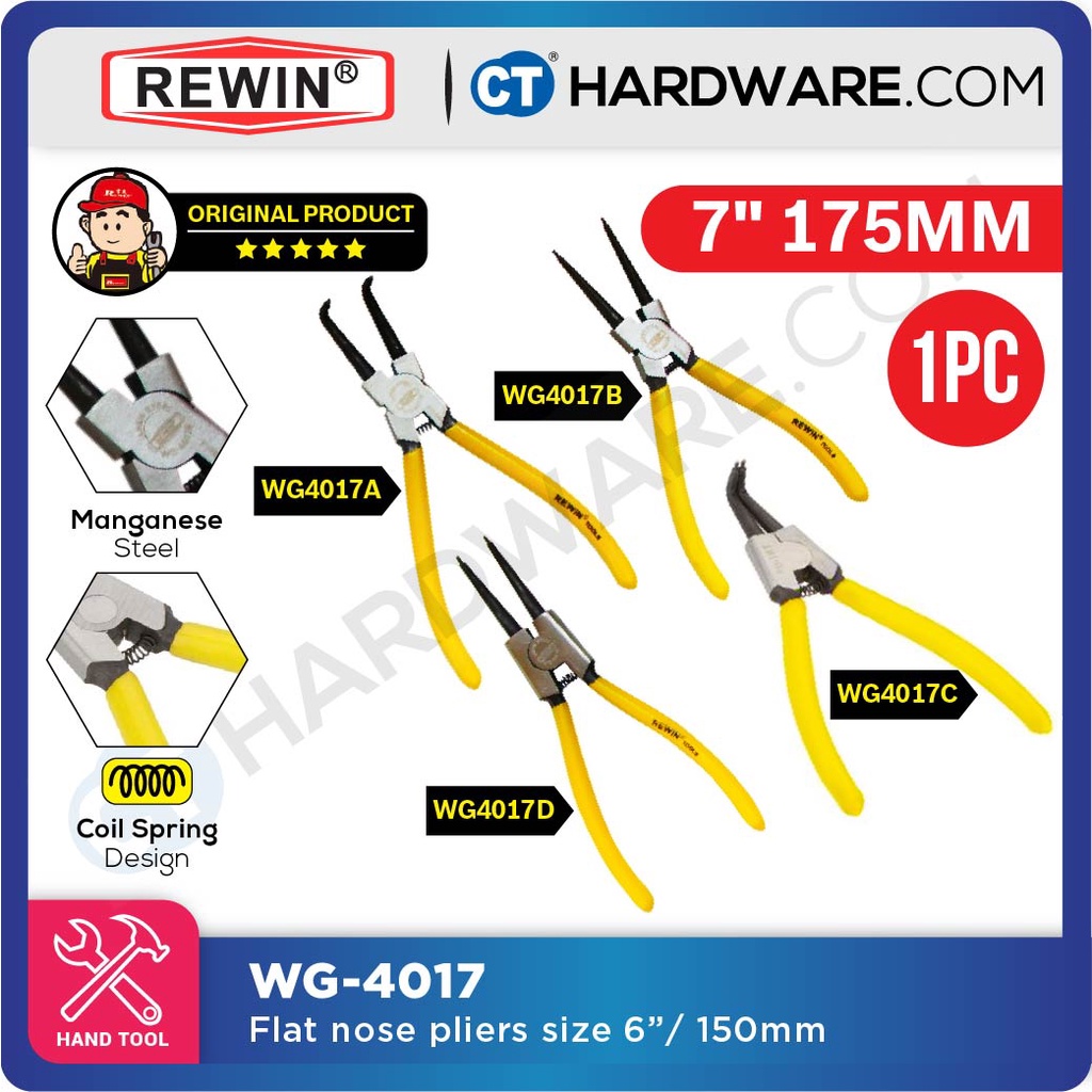 REWIN WG-4017 SNAP RING PLIER 7" / 175MM [ WG4017A | WG4017B | WG4017C ...