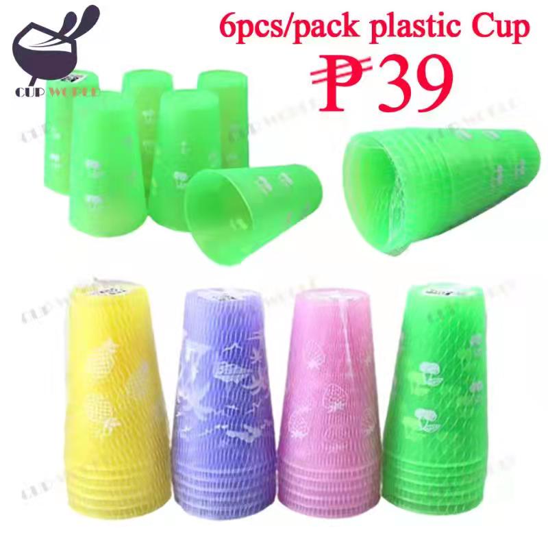 6pcs/pack Reusable neon plastic cup meal cup cute party drinking cup ...